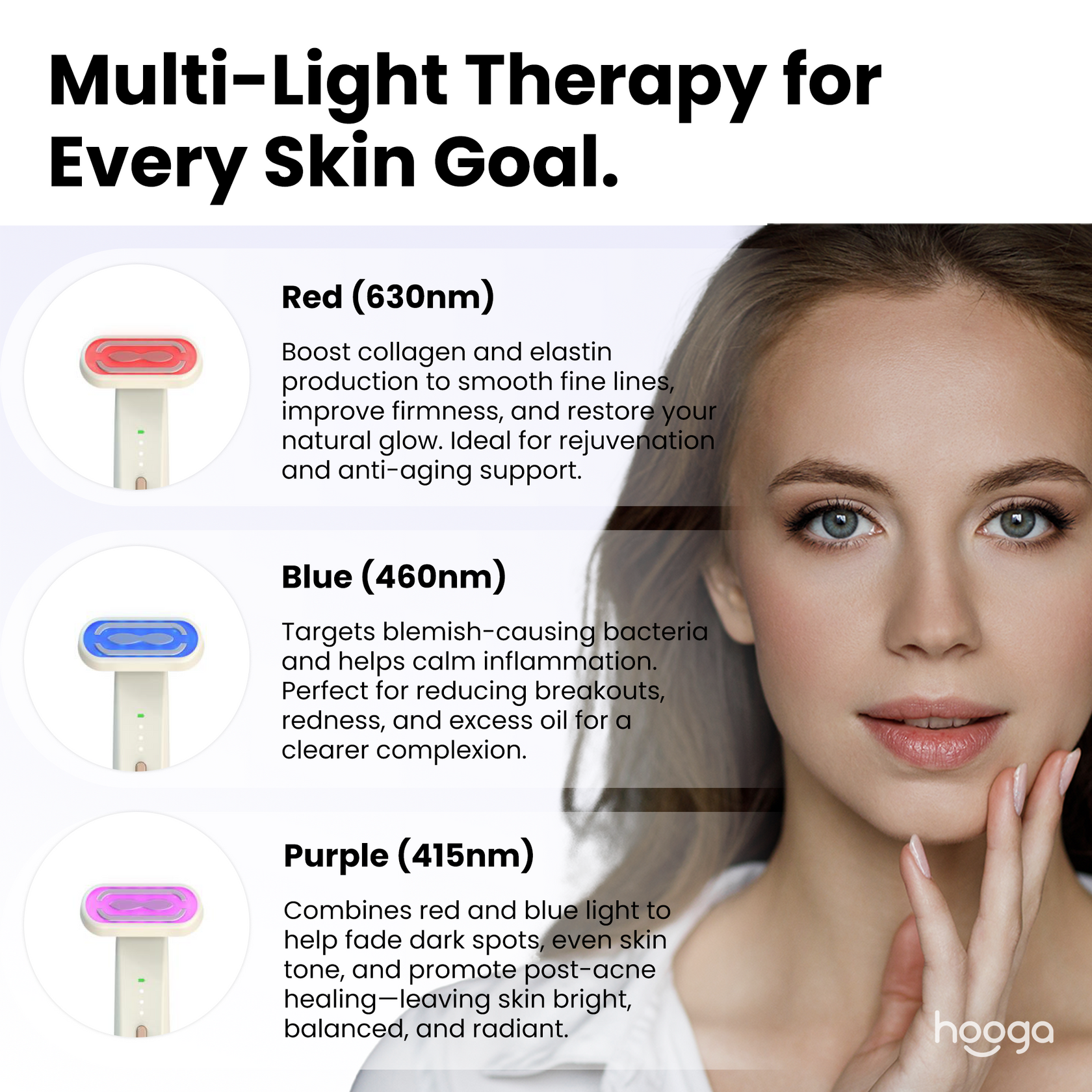 Hooga LED Facial Therapy Wand | Red Light Therapy Wand